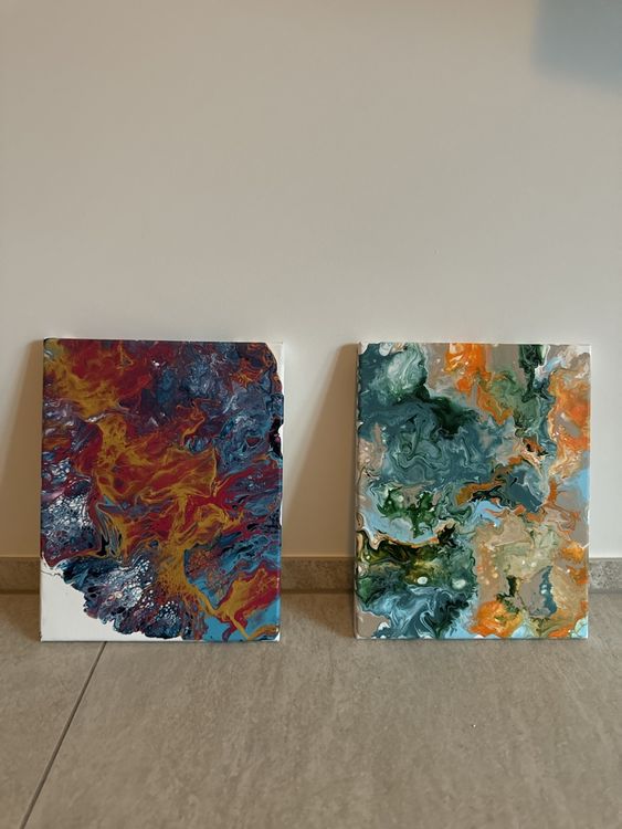 2x Abstrakte Acryl Bilder Fluid-Painting, Gemälde (Picture) | Kaufen auf Ricardo