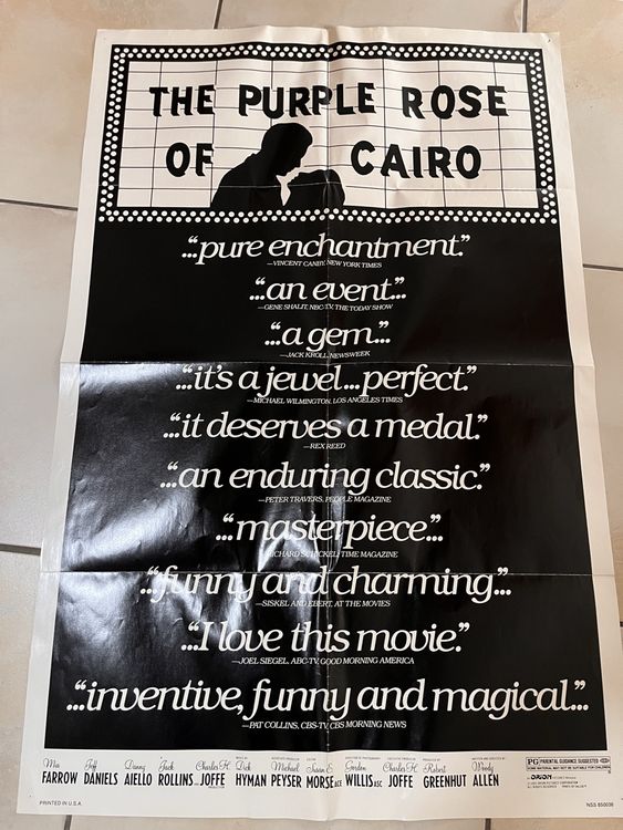 Rare! Affiche cinéma La Rose Pourpre du Caire de Wood Allen (D'occasion ...
