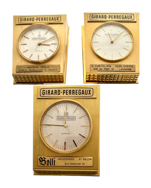 Set of 3 Historical Swiss Watch Retailer GP desk clock’s (Gebraucht) in ...