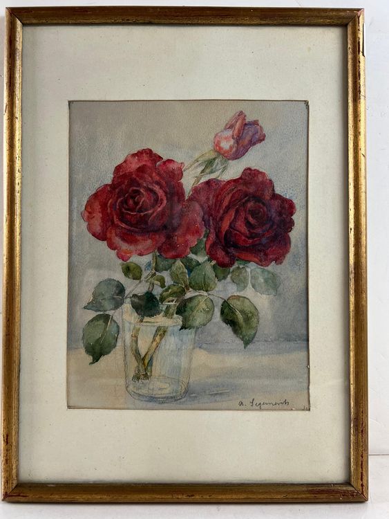Sehr Alte Rosen Aquarell Handsigniert. | Kaufen auf Ricardo