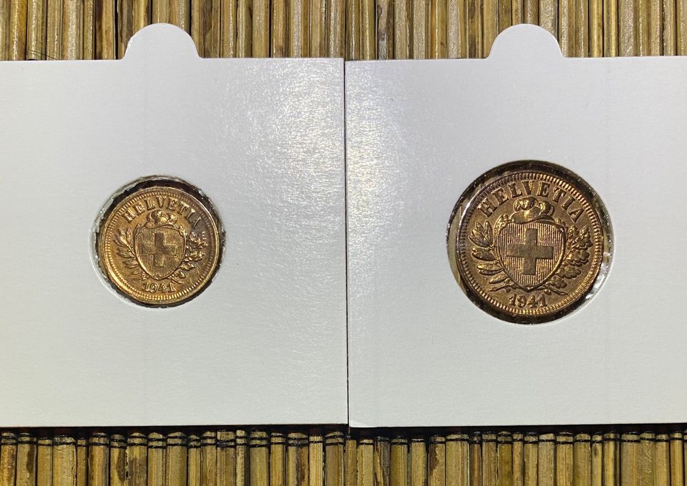 Schweiz Set 1 + 2 Rappen 1941 vzgl - unz Wappen Eidgenossen (Neu (gemäss Beschreibung)) in ...