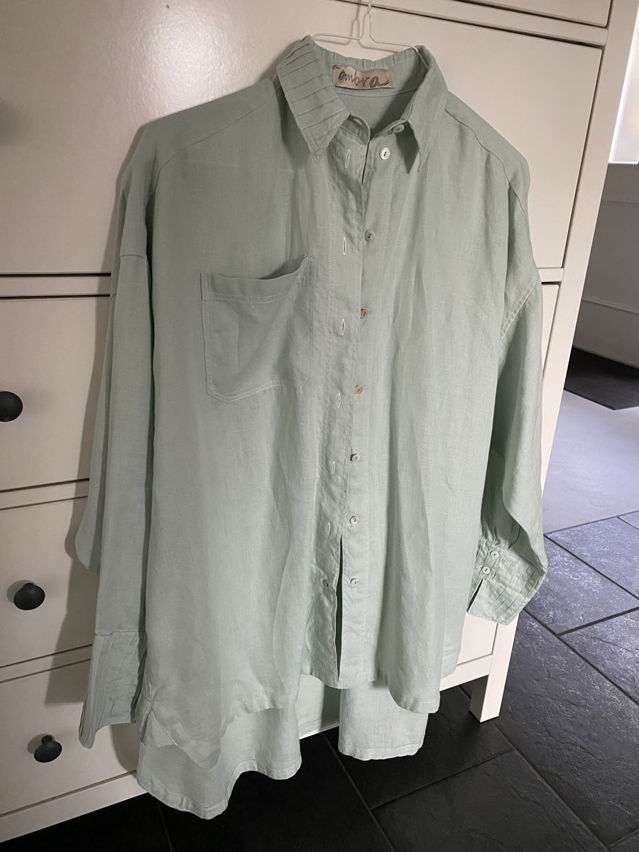 Umbra Leinenhemd Mint Oversized Top Gr. 50/52 (Neu (gemäss Beschreibung ...