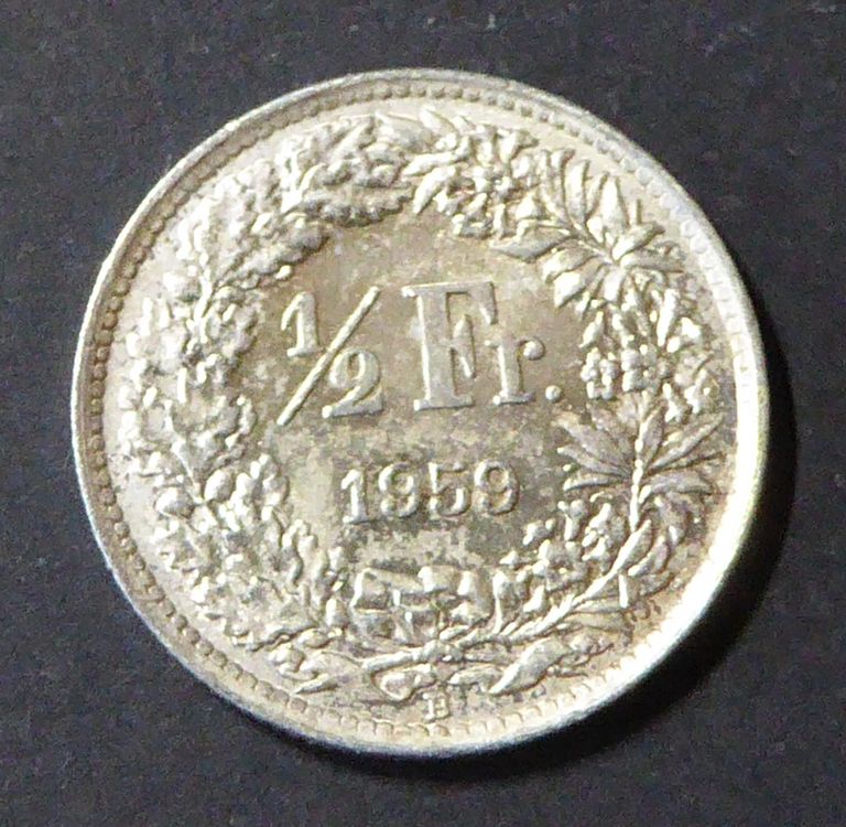 Schweizer Silbermünze 1959 50 Rappen (Gebraucht) in für CHF 1 – mit ...