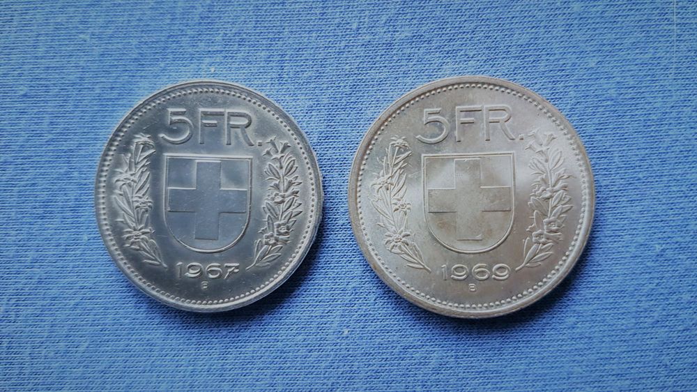 2 x 5 Franken Silbermünzen 60ger Jahre ab nur 1 Franken!! | Kaufen auf Ricardo