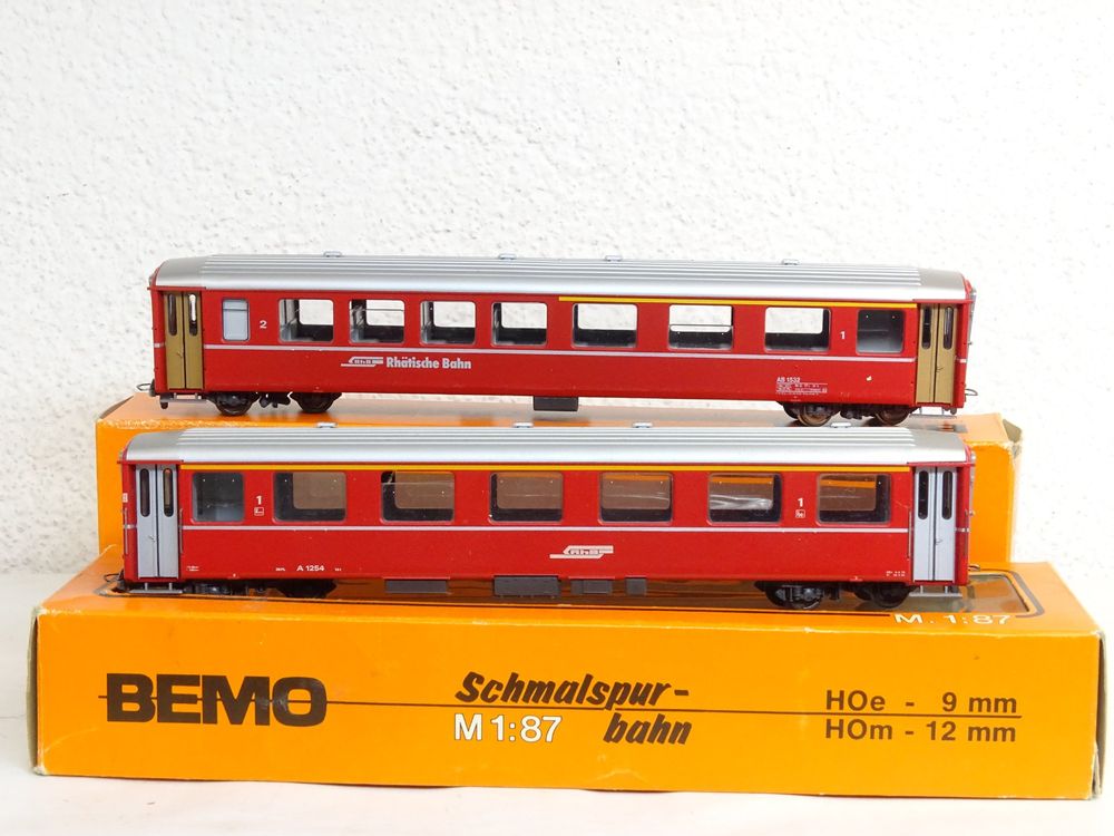 Bemo 3251 + 3268 Personenwagen RhB, AB + A, Rot, H0m, OVP | Kaufen auf Ricardo