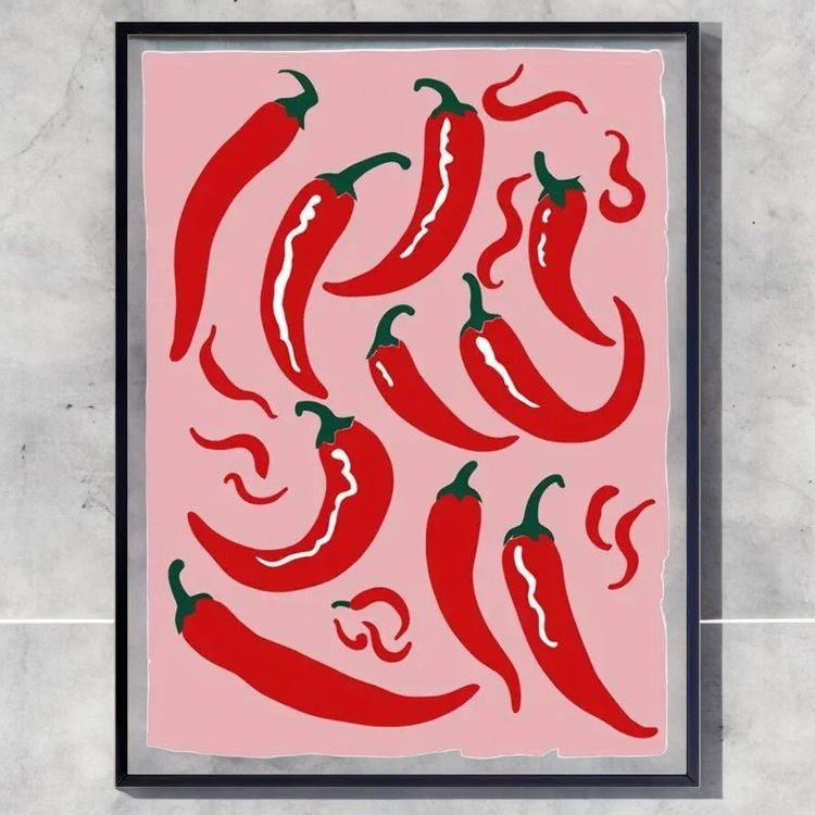 Affiche vintage décoration cuisine restaurant piments rouges (Neu und ...