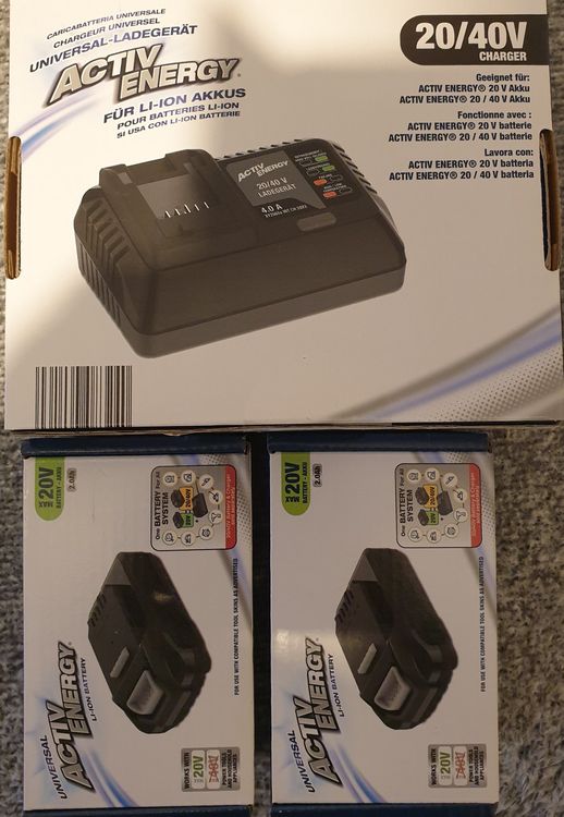 2 LI-ION Akkus 20V/2Ah und Charger 20V/40V Fabrikneu (Neu und ...