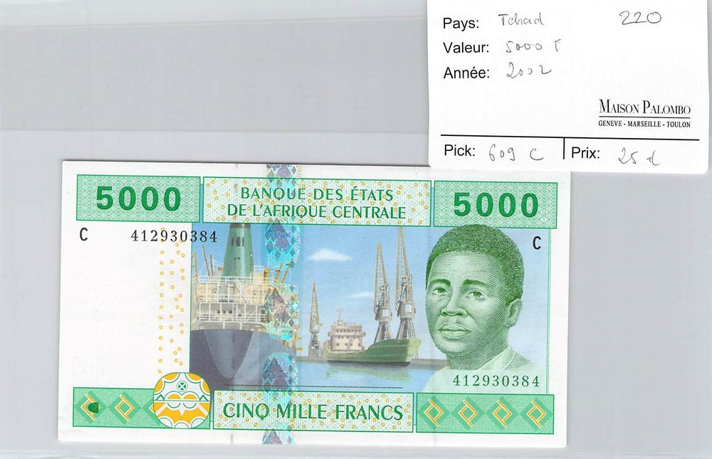 Billet Tchad 5000 Francs 2002 (Gebraucht) in Genève für CHF 25 – mit ...