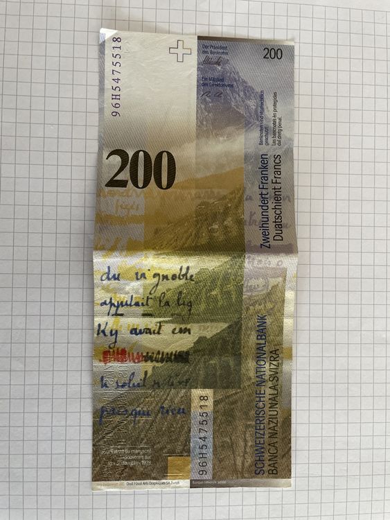 200 Franken Serie 8 Jahre 1996 wird in 12 Tagen umgetauscht | Kaufen ...