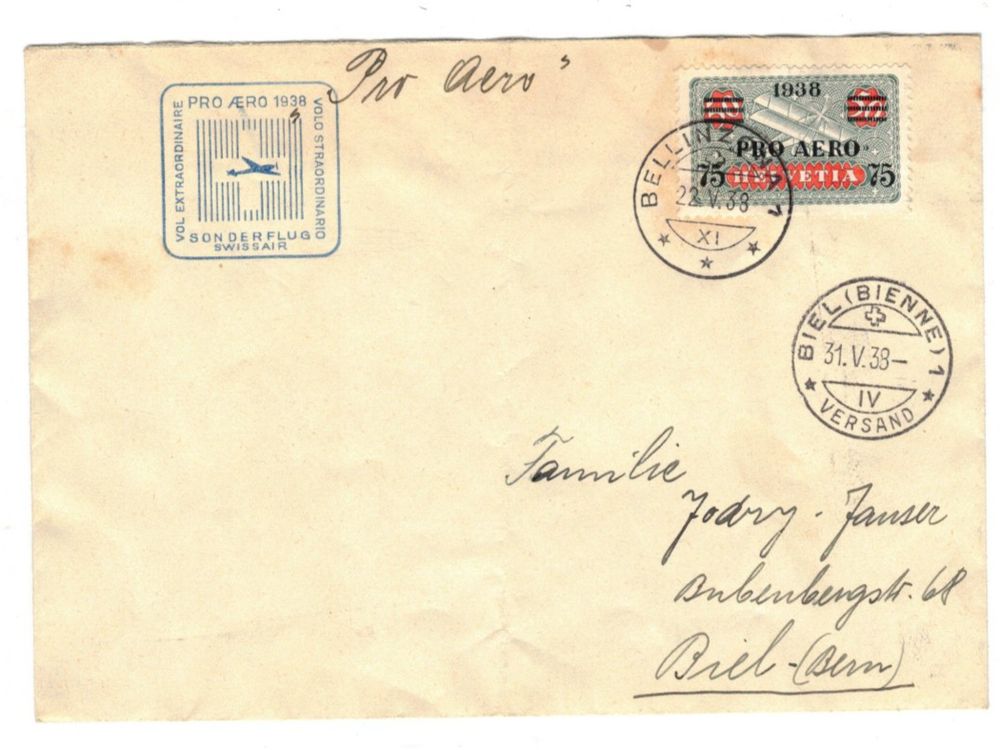 PRO AERO 1938 Luftpost Briefmarken Flieger Aviatik | Kaufen auf Ricardo
