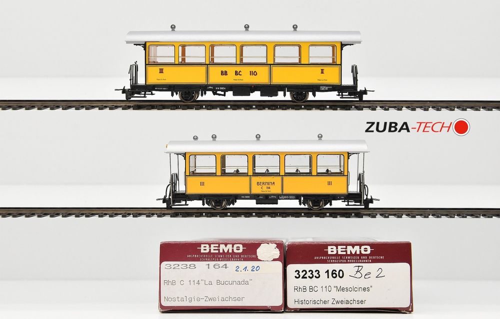 Bemo 2x Historische Personenwagen der Bernina Bahn, H0m OVP (Gebraucht) in St. Gallen für CHF ...