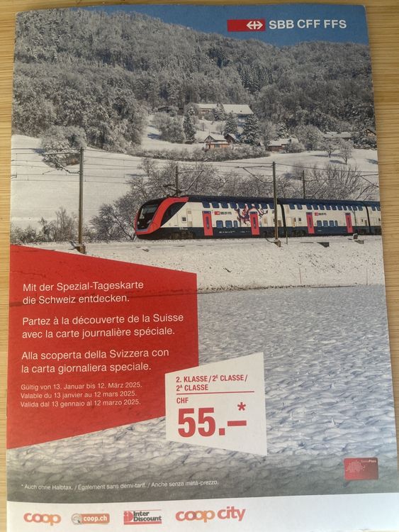 SBB Tageskarte/ Swiss Train Day Pass - valid until 12.03.202 (Neu und ...