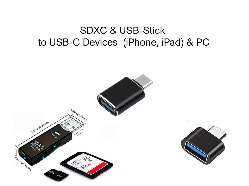 SDXC USB 2.0 to SD & TF Adapter R/W & 2 Adapter, USB-C OTG (Neu und ...