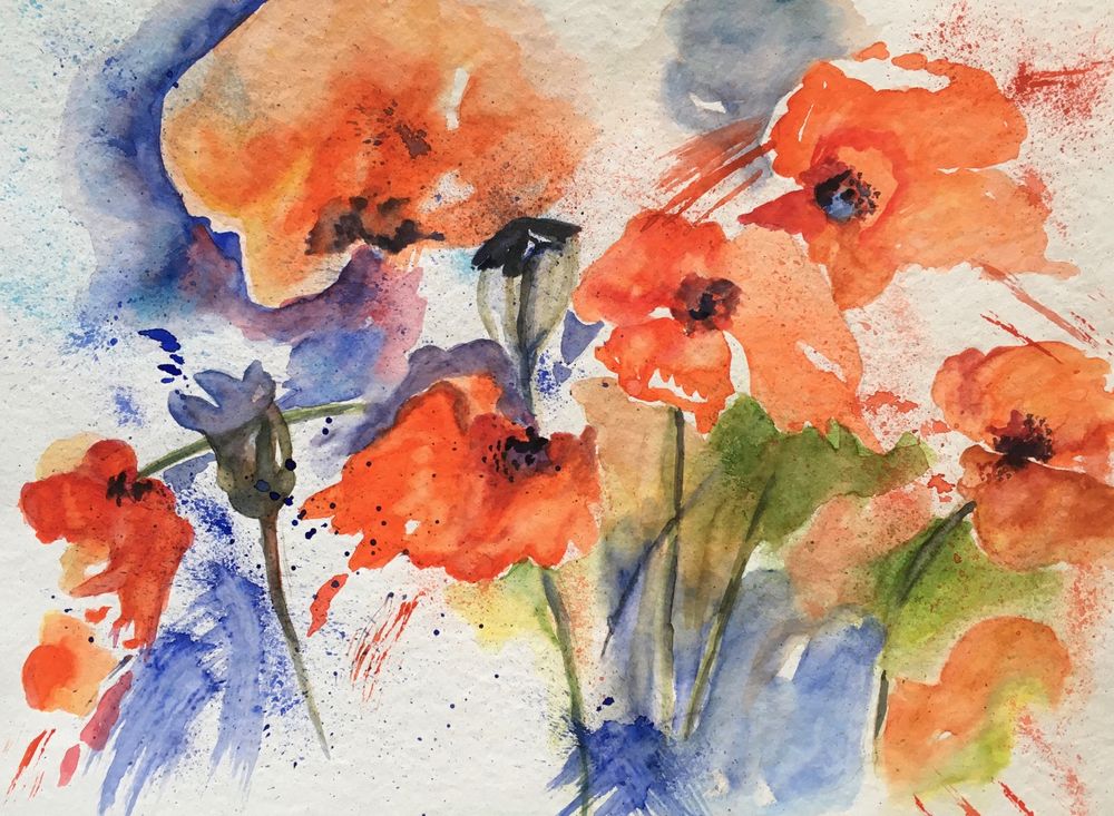 Aquarell - Mohnblumen, Natur | Kaufen auf Ricardo