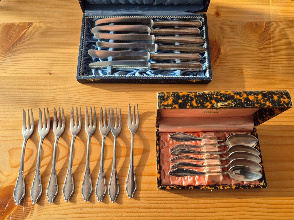 Silberbesteck Gabel+Löffel Wellner 90/18 Messer 90 gem.Bild (Gebraucht ...