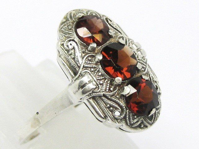 Antik Art Deco Ring Silber 835 / Granat / Gr. 57 | Kaufen auf Ricardo