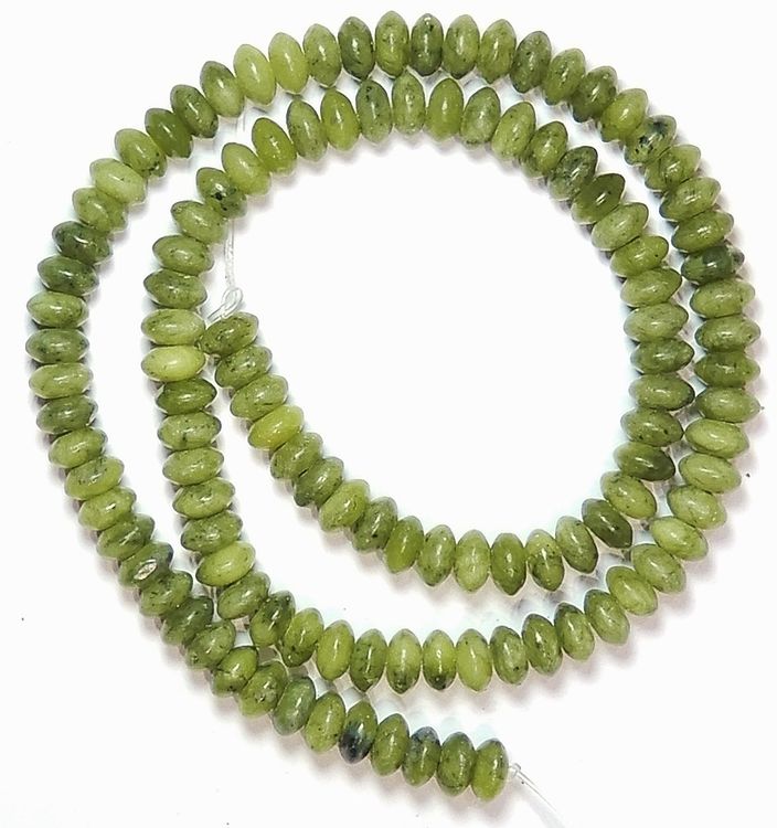 1 Strang echte grüne kanadische Jade Perlen Rondellen 6x3 mm (Neu ...