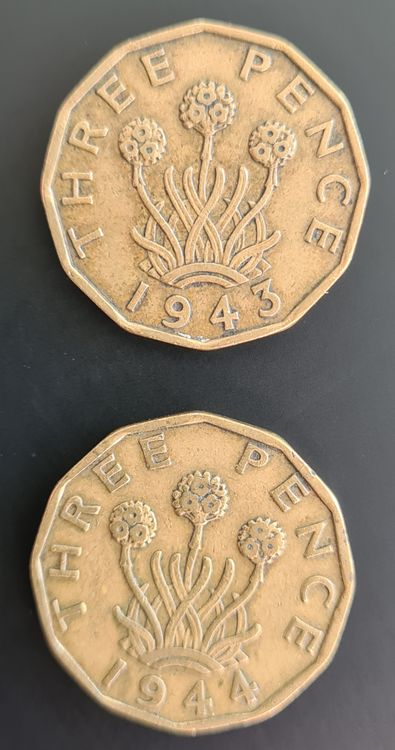 Three Pence 1943/1944 Münzen UK England Great Britain Coins (Gebraucht ...