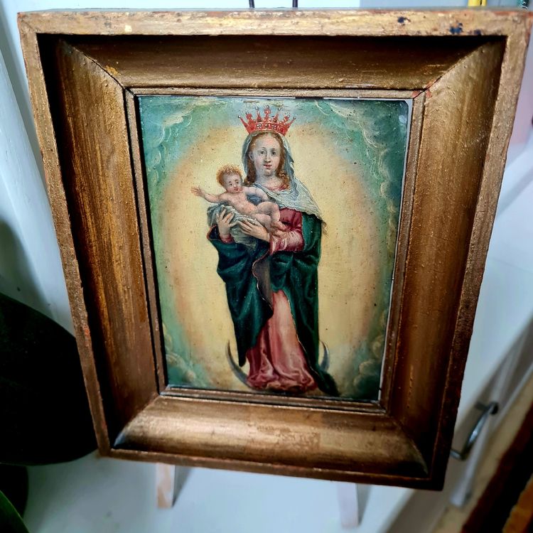 OELBILD AUF KUPFERPLATTE? Maria mit Kind 19/23cm (Gebraucht) in Siebnen für CHF 11 – mit ...