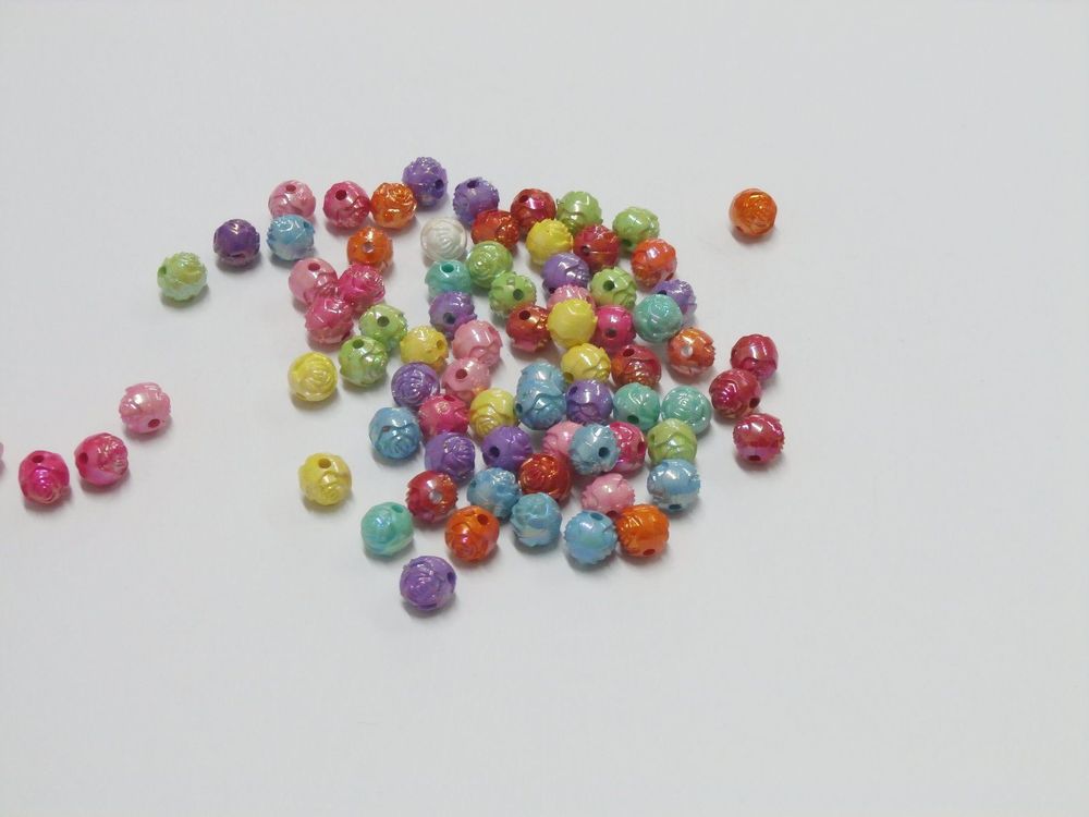 100 Acryl Perlen Rosenmotiv MIX | Kaufen auf Ricardo