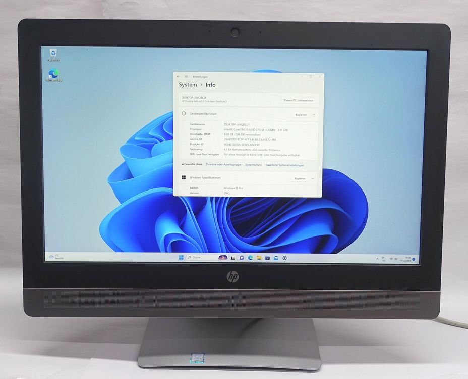 HP Pro One 600 G2 - i5-6500 / 8GB / 250GB SSD / Win 11 Pro (Gebraucht ...