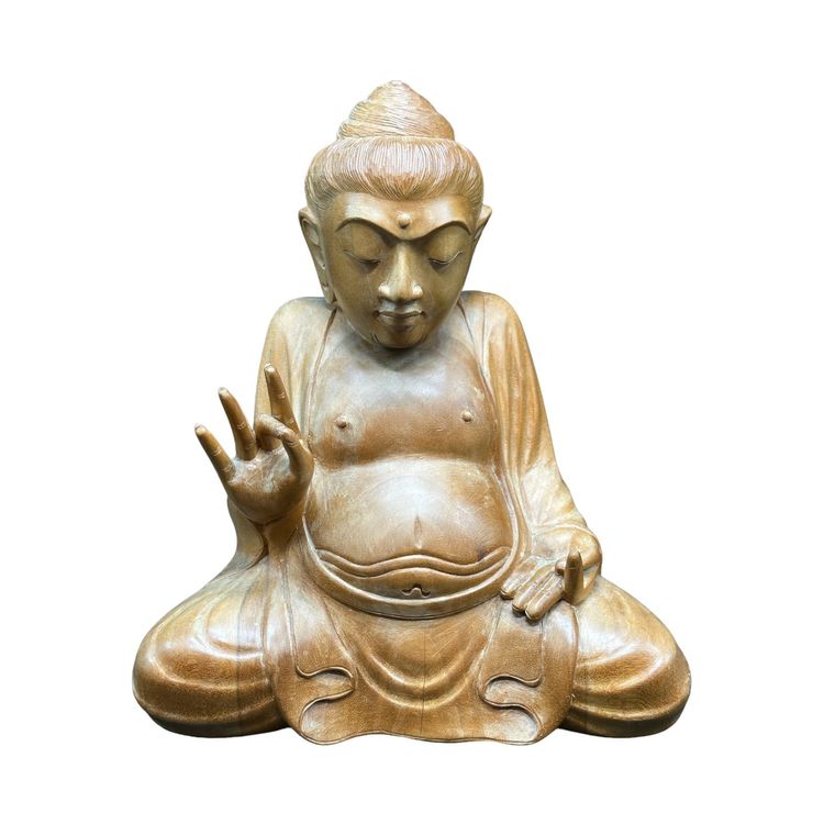 Statue de bouddha en bois sculpté assis en position du lotus (Gebraucht) in Morges für CHF 50 ...