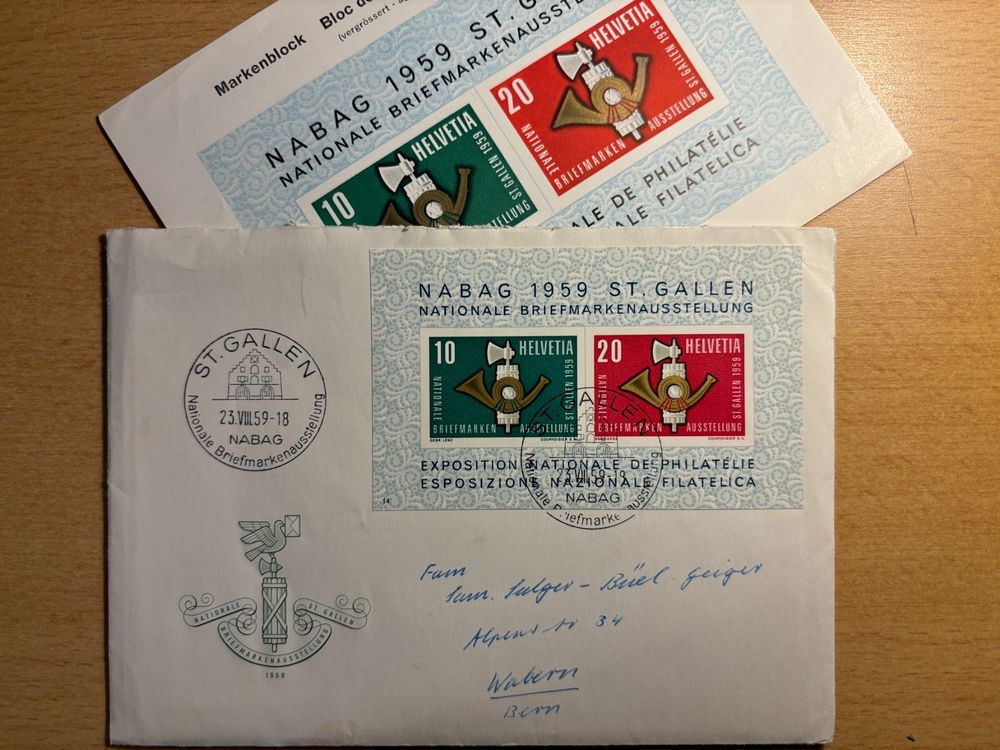 NABAG 1959 Block auf Sonderbrief + Block ** (Gebraucht) in Ins für CHF ...