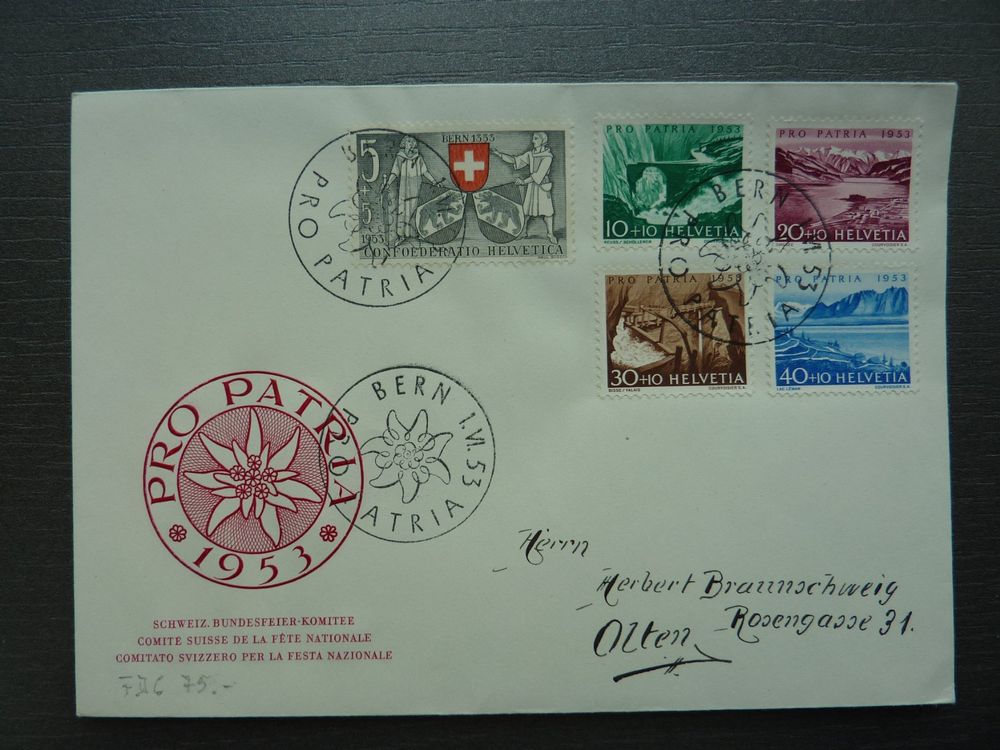1953 FDC Pro Patria 1953, Fr. 15.00 (Neu (gemäss Beschreibung)) in Zürich für CHF 15 – mit ...