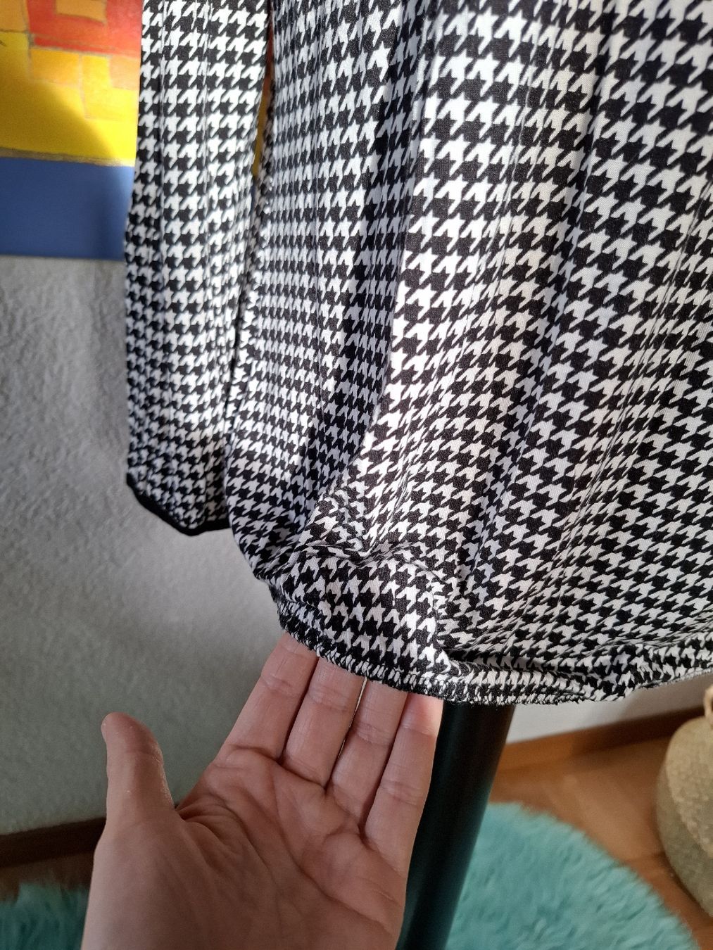 Langarmshirt Gr 40 42 L Hahnentritt Schwarz Weiss Office 🎁 (Gebraucht ...