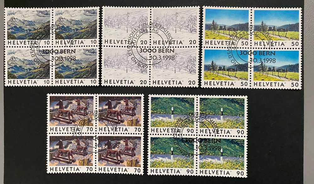 Serie Viererblock ET “Bilder der Schweiz” anno 1998 (Gebraucht) in Lodano für CHF 2 – mit ...
