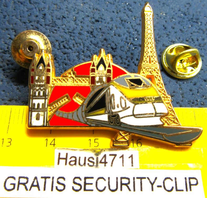 TGV PARIS-LONDON TOWER-BRIDGE ENAMEL PIN MIT SECURITY-CLIP (Gebraucht ...