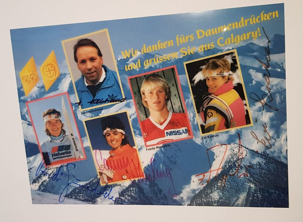 Olympiade 1988 Calgary, Unterschriftenkarte Conny Kissling (Neu (gemäss ...