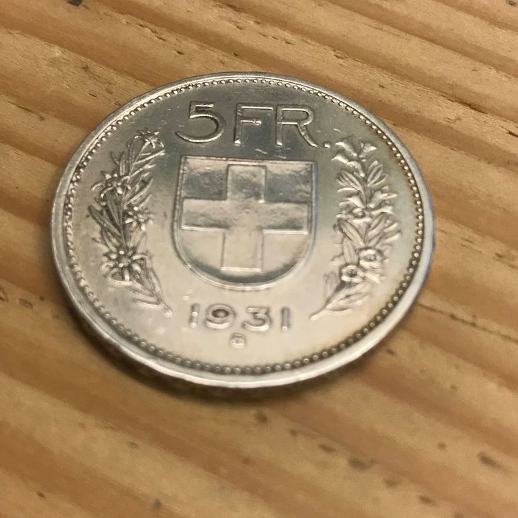 5 Liber 1931 - Abart Randprägung 13 Sterne (10 I 3) ü. Kopf | Kaufen auf Ricardo