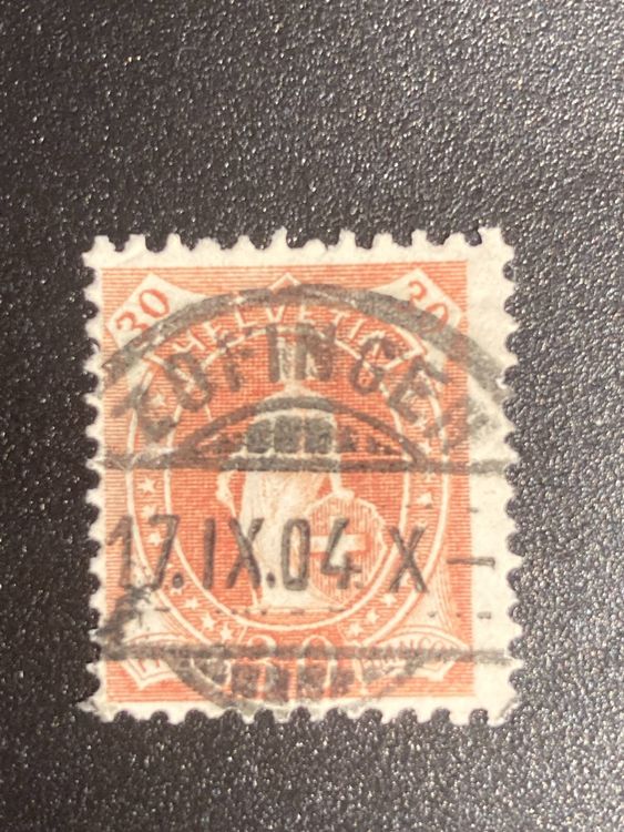 Schweiz 1904 stehende Helvetia 30 Rp. Vollstempel ZOFINGEN (Gebraucht) in Liestal für CHF 1 ...