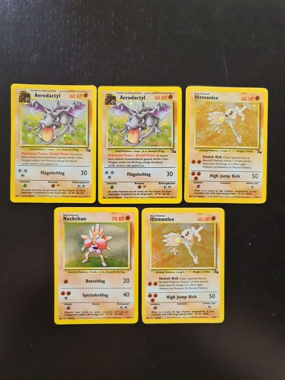 Pokemon Base Set Holo 2x Hitmonlee 2x Aerodactyl 1x Nockchan (Gebraucht ...