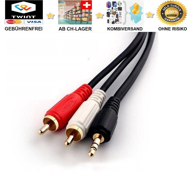 5m Stereo Audio Kabel Adapter Aux 3.5m Aux 3,5mm Klinke zu 2 (Neu und ...