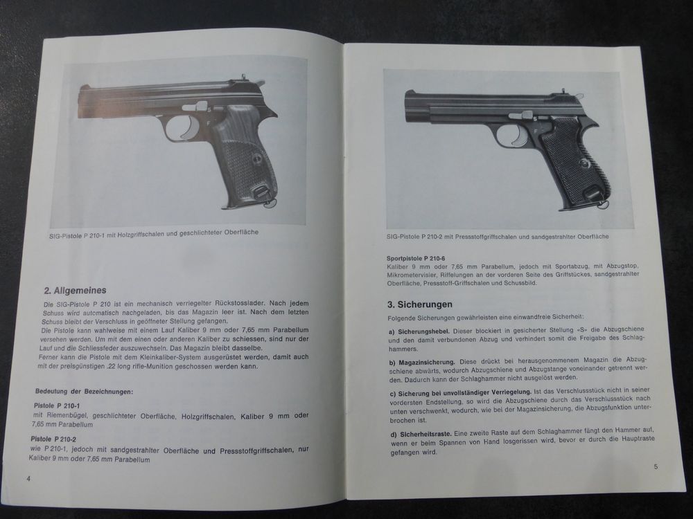 originale SIG P210 Gebrauchsanleitung (Gebraucht) in Rüthi (Rheintal ...