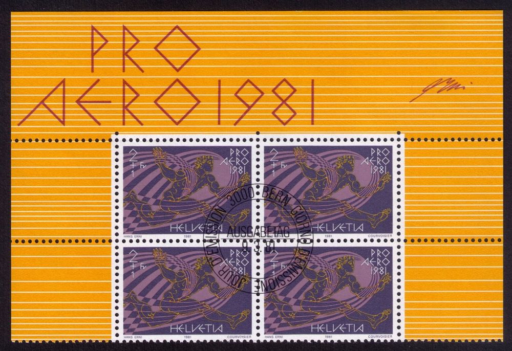 1981_F48_VIERERBLOCK Pro Aero_Ikarier v. Hans Erni_Flug_ET ! (Gebraucht ...