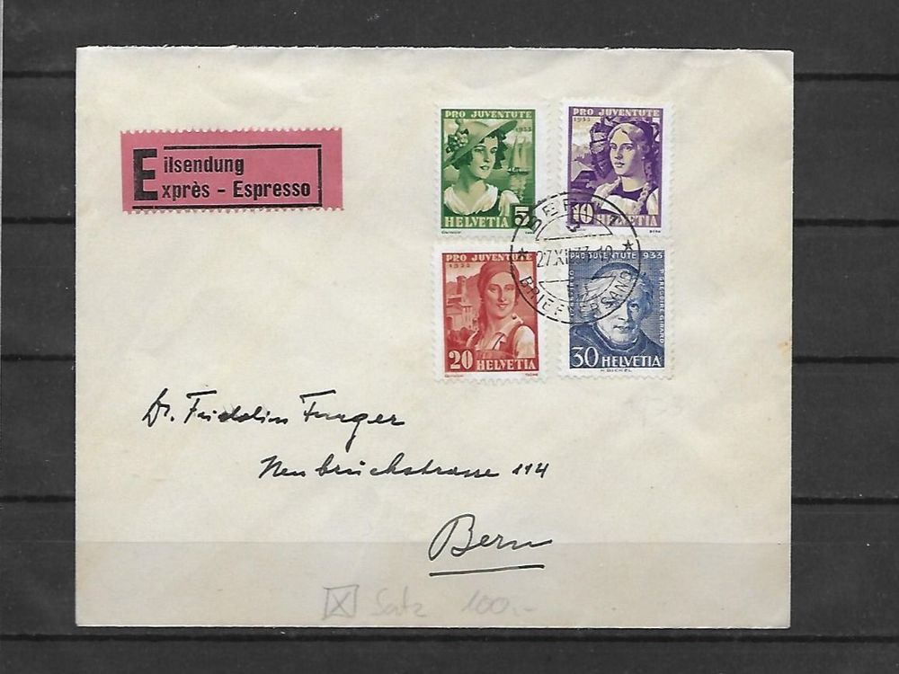 PJ Satzbeleg 1933 Kat: CHF 100.- | Kaufen auf Ricardo