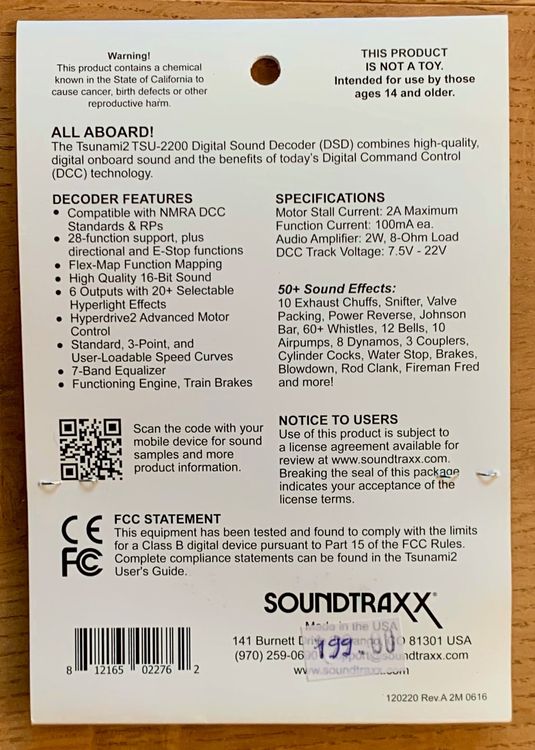 Tsunami-2 DCC Sound Decoder 884002 Steam - 2 Amp. Spur-O etc (Neu und ...