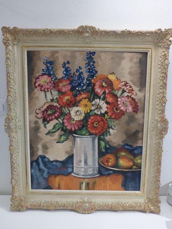 Grosses Blumenbild mit schönem Rahmen aus den 50/60er (Gebraucht) in Zürich für CHF 130 – nur ...