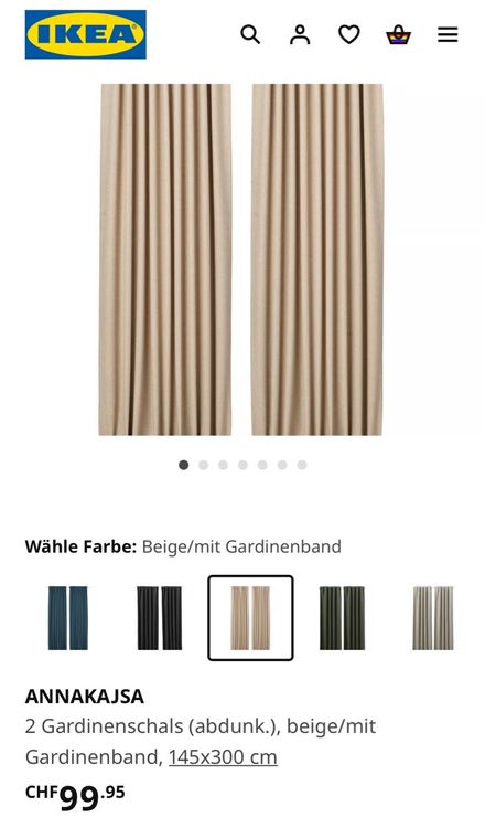 ANNAKAJSA IKEA Gardine beige creme Vorhang Verdunkelung 100% (Gebraucht ...