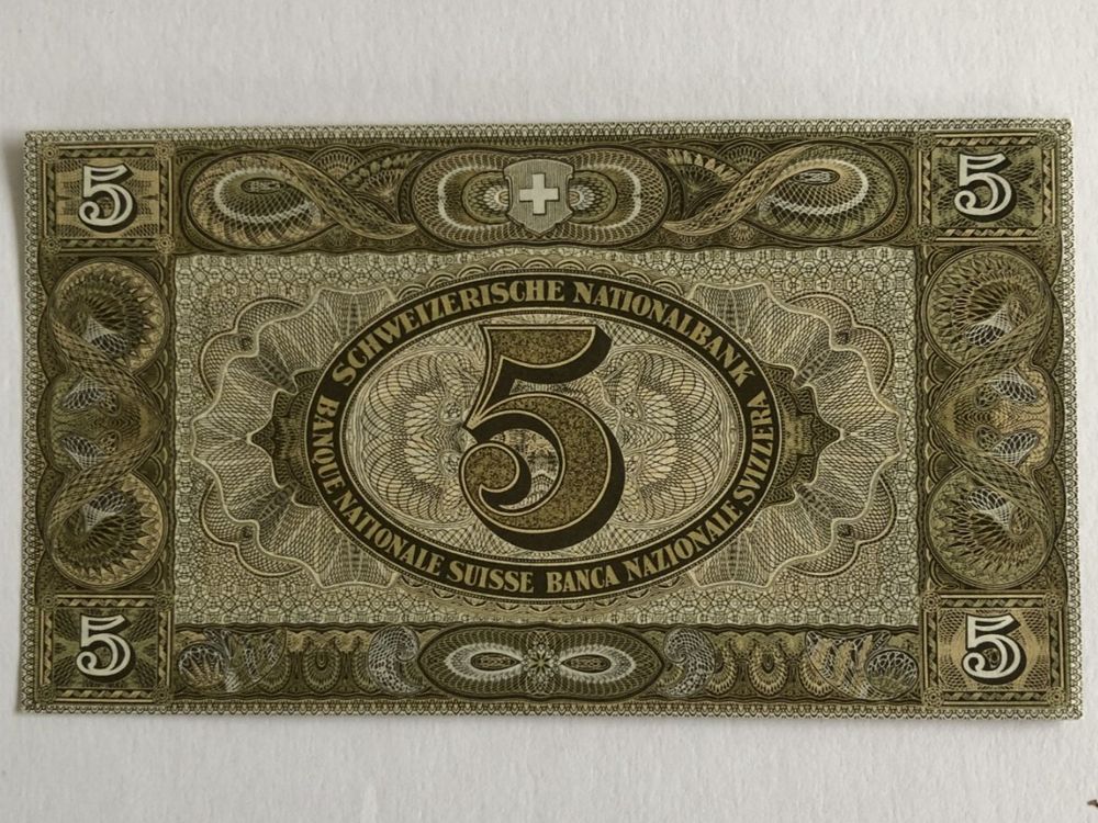 5 Franken Note.. 28. März 1952..ungefaltet ..unzirkuliert.. (Neu ...