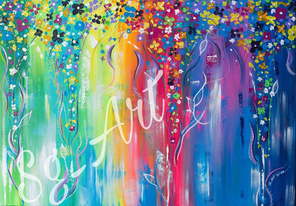 Acrylbild Natur floral bunt Blüten Blumen Unikat | Kaufen auf Ricardo