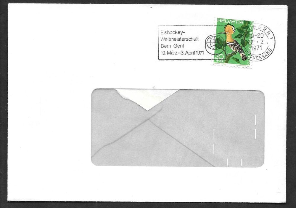 Bedarfsbrief Flaggenstempel Eishockey WM Schweiz 22.2.1971 (Neu (gemäss Beschreibung)) in Olten ...