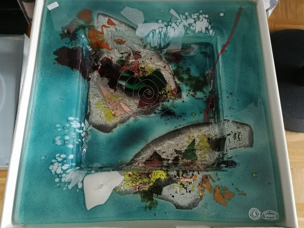 Vintage Anactacia Glass Glas Platte Design Greece Abstract (Neu (gemäss ...