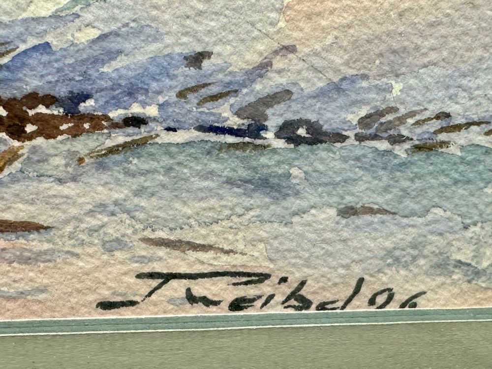 P. WEIBEL 1996 Aquarelle sur papier "l'Orbe fin de journée" | Kaufen auf Ricardo