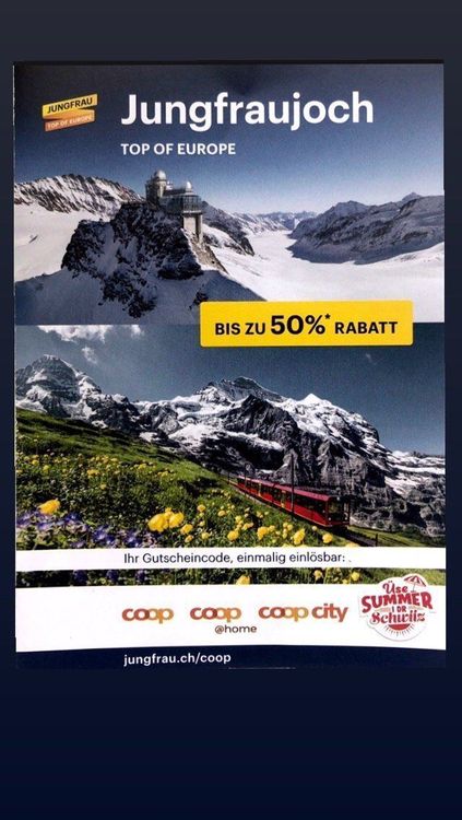 Jungfraujoch Coop Gutschein bis zu 50% | Kaufen auf Ricardo