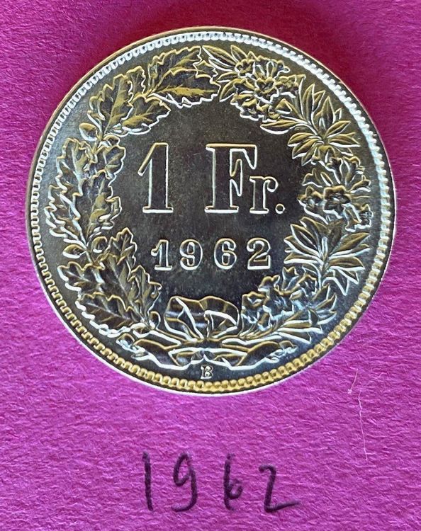 Bundesmünzen 1 CHF Silber 1962 unz/stgl (Neu (gemäss Beschreibung)) in Einigen für CHF 4 – mit ...