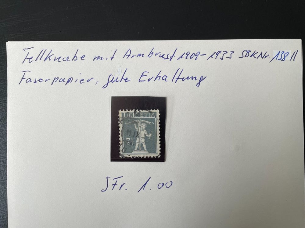 Tellknabe mit Armbrust 1909-1933 SBK 138 II Faserpapier | Kaufen auf Ricardo